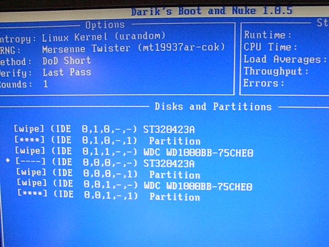 darik's boot and nukeで同時複数ローレベルフォーマット: TEAR DROP CAFE